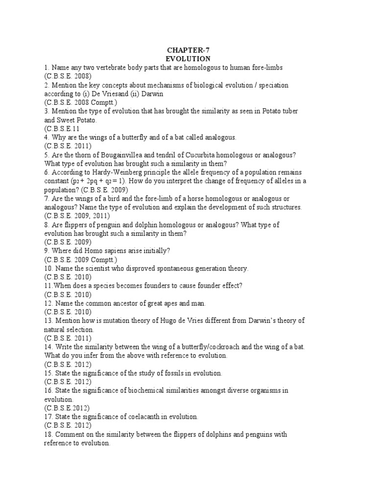 EVOLUTION Class 12 by Bio Teacher KV | PDF | Evolution | Natural Selection