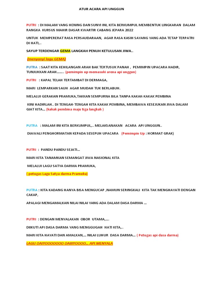 Atur Acara Api Unggun KMD Malida | PDF