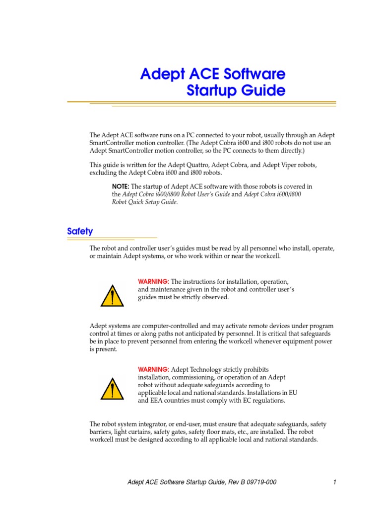 Adept ACE Startup | PDF | Booting | Personal Computers