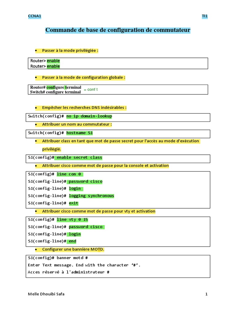 Codes Ccna | PDF | Protocole sur la couche réseau | Standards de réseaux