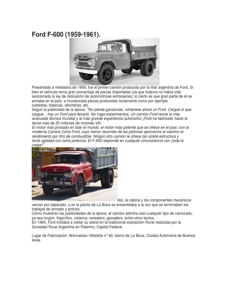Ficha Tecnica | PDF | Compania de motores ford | Camión