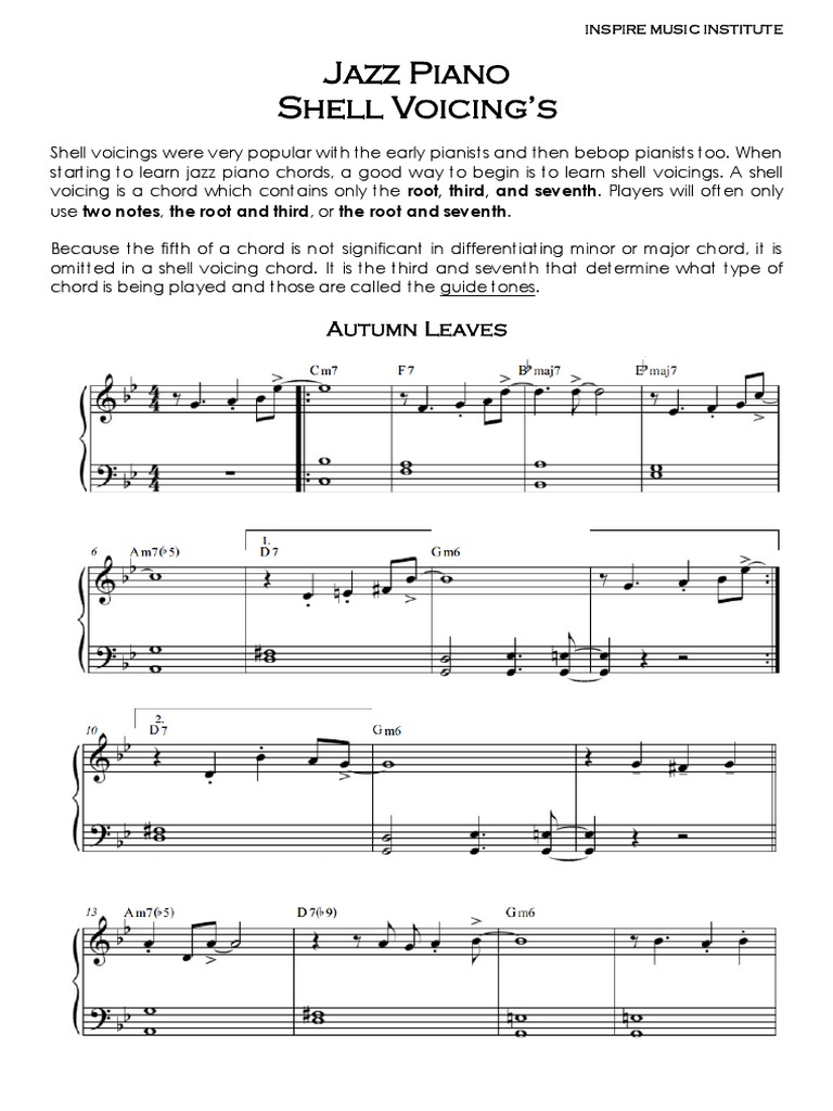 Jazz Piano Shell Voicings Guide | PDF | Art