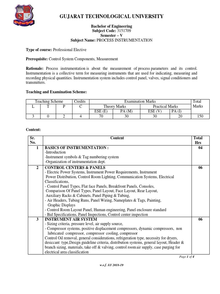 Process Instrumentation Overview | PDF | Valve | Instrumentation