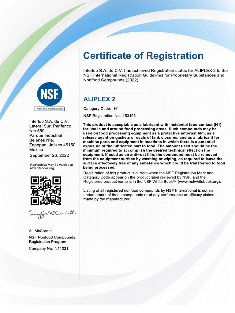 NSF - Aliplex 2 | PDF