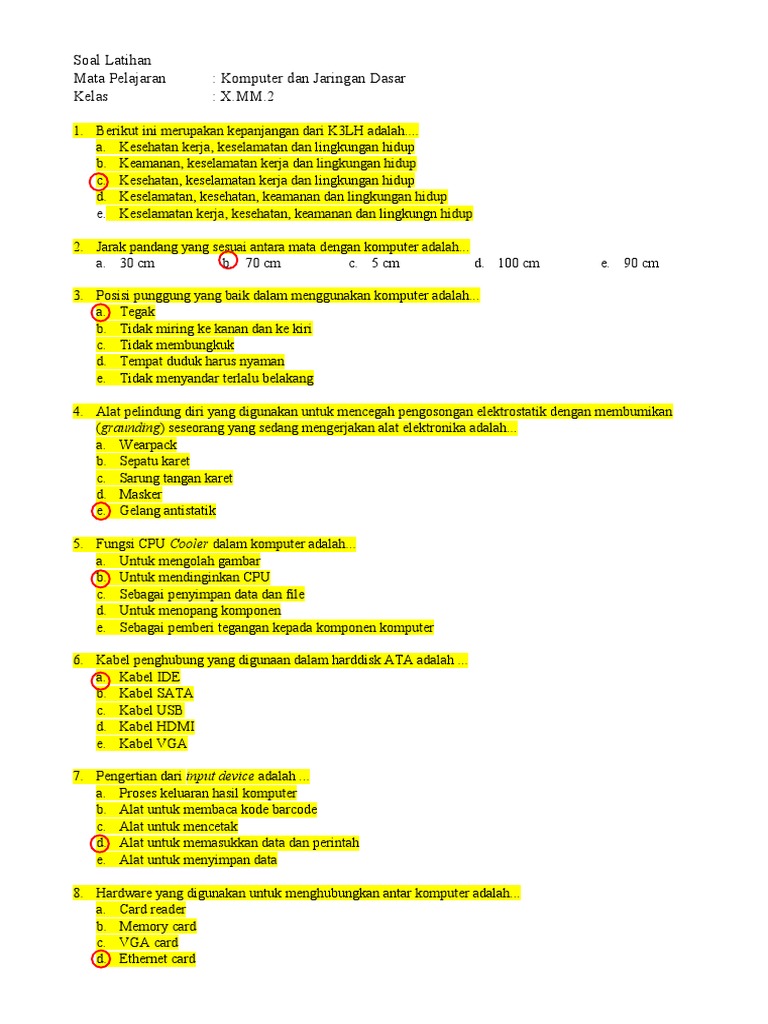 Soal Latihan KJD Kelas X MM 2 | PDF