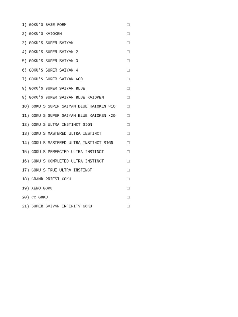 Goku Forms | PDF