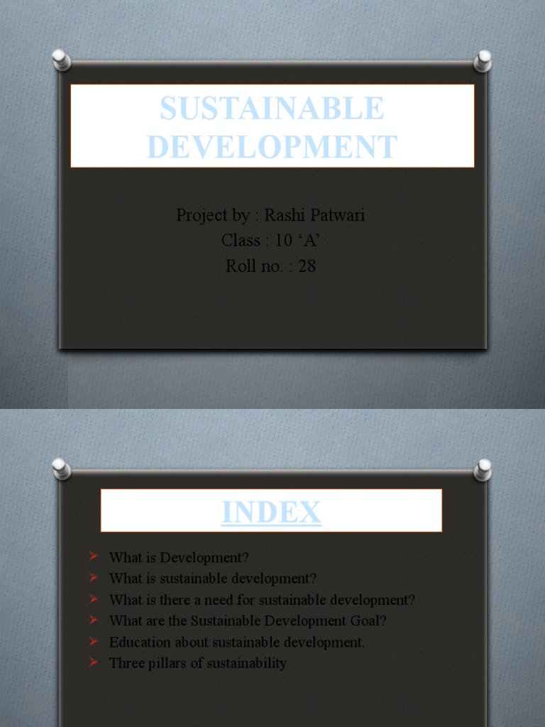 Sustainable Development: Project By: Rashi Patwari Class: 10 A' Roll No.: 28 | Download Free PDF ...