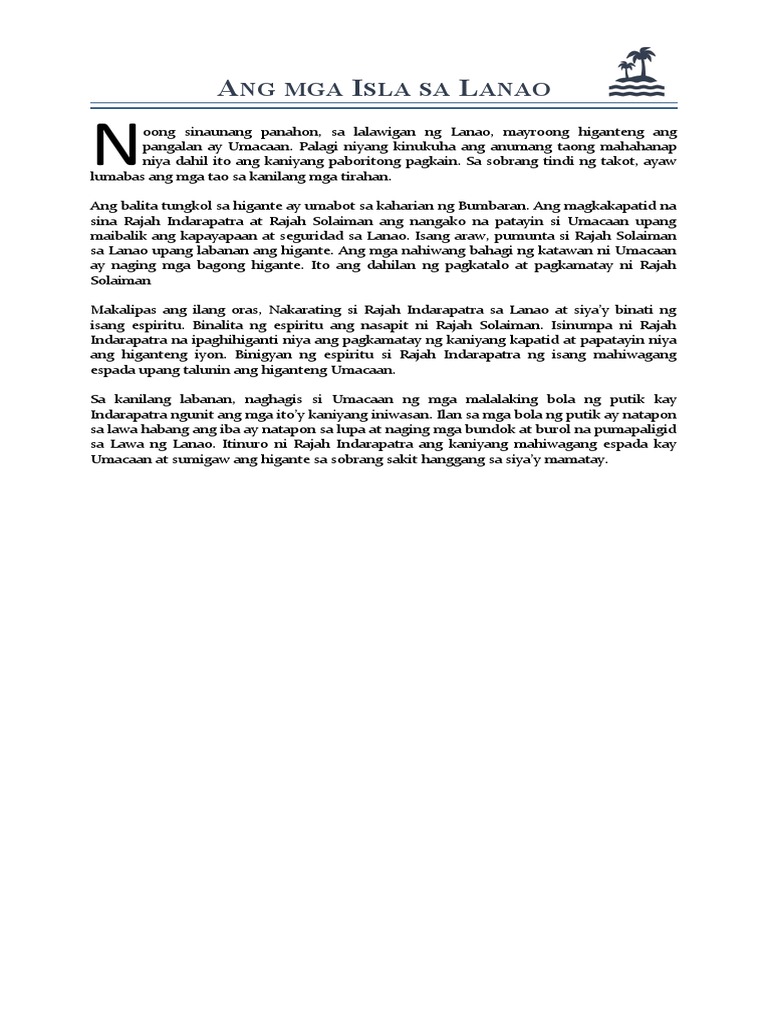 Ang Mga Isla Sa Lanao | PDF