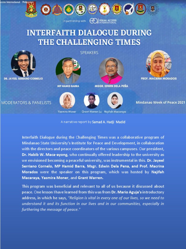 Narrative Report of Interfaith Dialogue | PDF