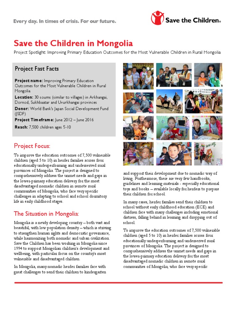 Mongolia Project Spotlight Factsheet | PDF | Mongolia | Psychological ...