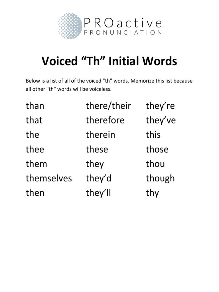 07 Part+Two Voiced+Th+Initial+Words | PDF | Language Arts & Discipline