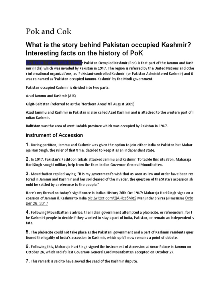Pok and Cok | PDF | Kashmir | Pakistan