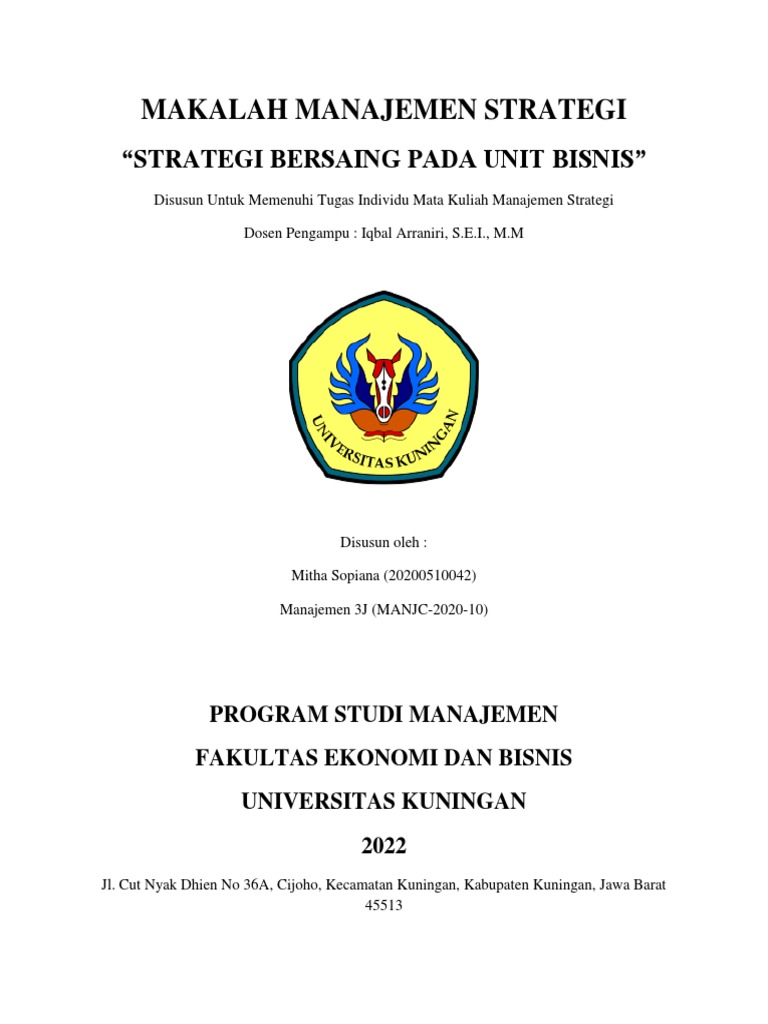 Strategi Bersaing Unit Bisnis 2022 | PDF