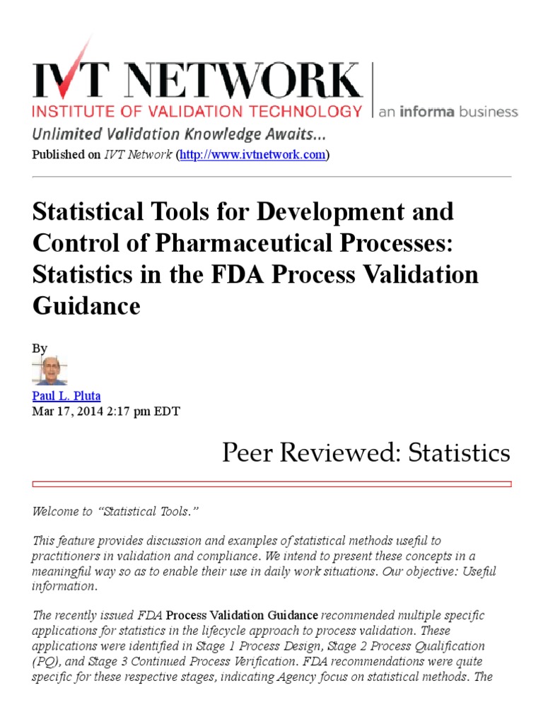 Statistical Tools For Development and Control of Pharmaceutical ...
