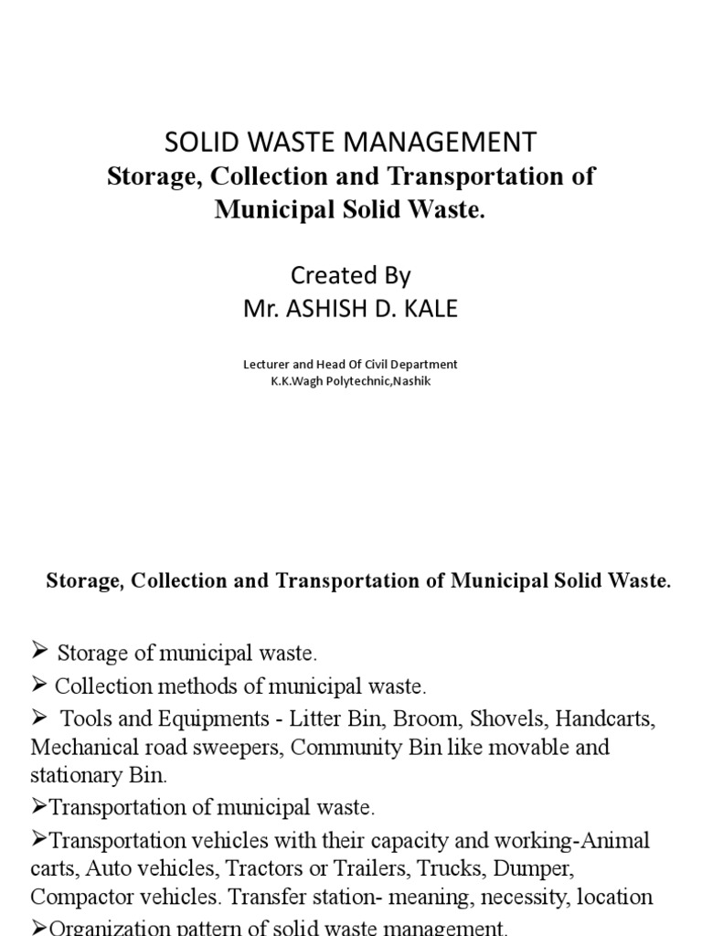 Chapter No-2-Storage, Collection and Transportation of Municipal Solid | PDF | Municipal Solid ...