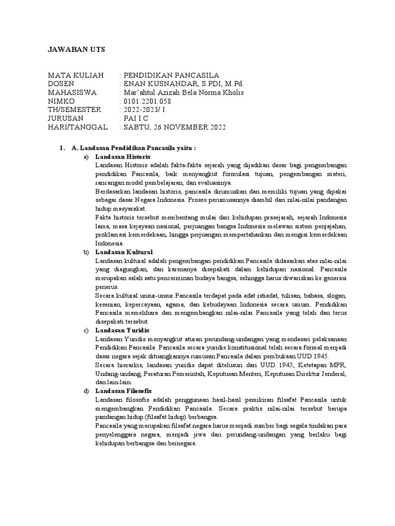 JAWABAN UTS Azizah - PP | PDF