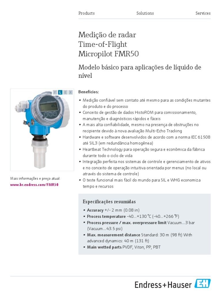 Endress-Hauser Micropilot FMR50 PT | PDF | Engenharia de Sistemas ...