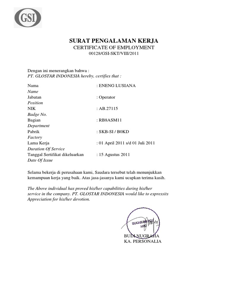 Paklaring Eneng L | PDF | Finance & Money Management