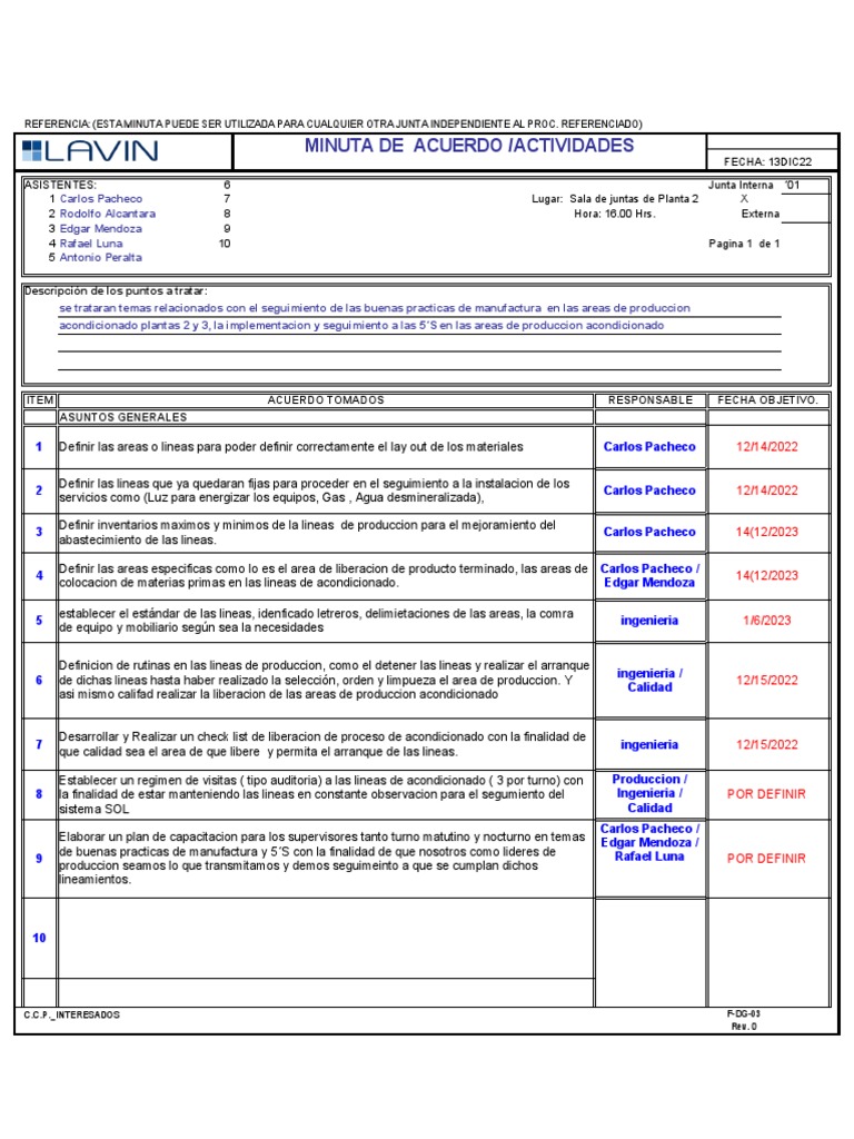 Minuta de Junta sobre Buenas Prácticas | PDF | Tecnología