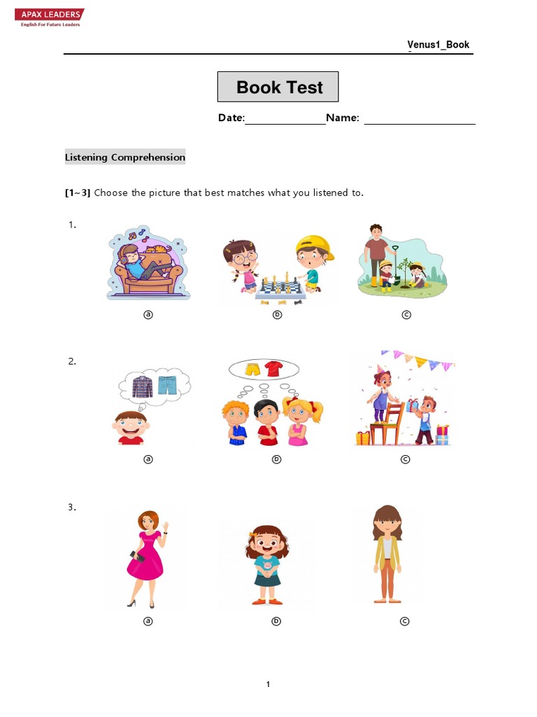 B2 BookTest - Venus1 - Test Paper (For Students) | PDF