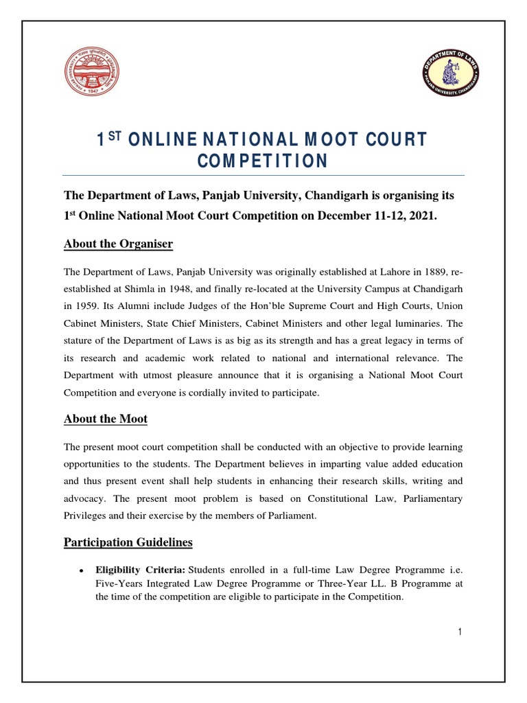 1st Online National Moot Court Competition Brochure 2021 | PDF | United ...