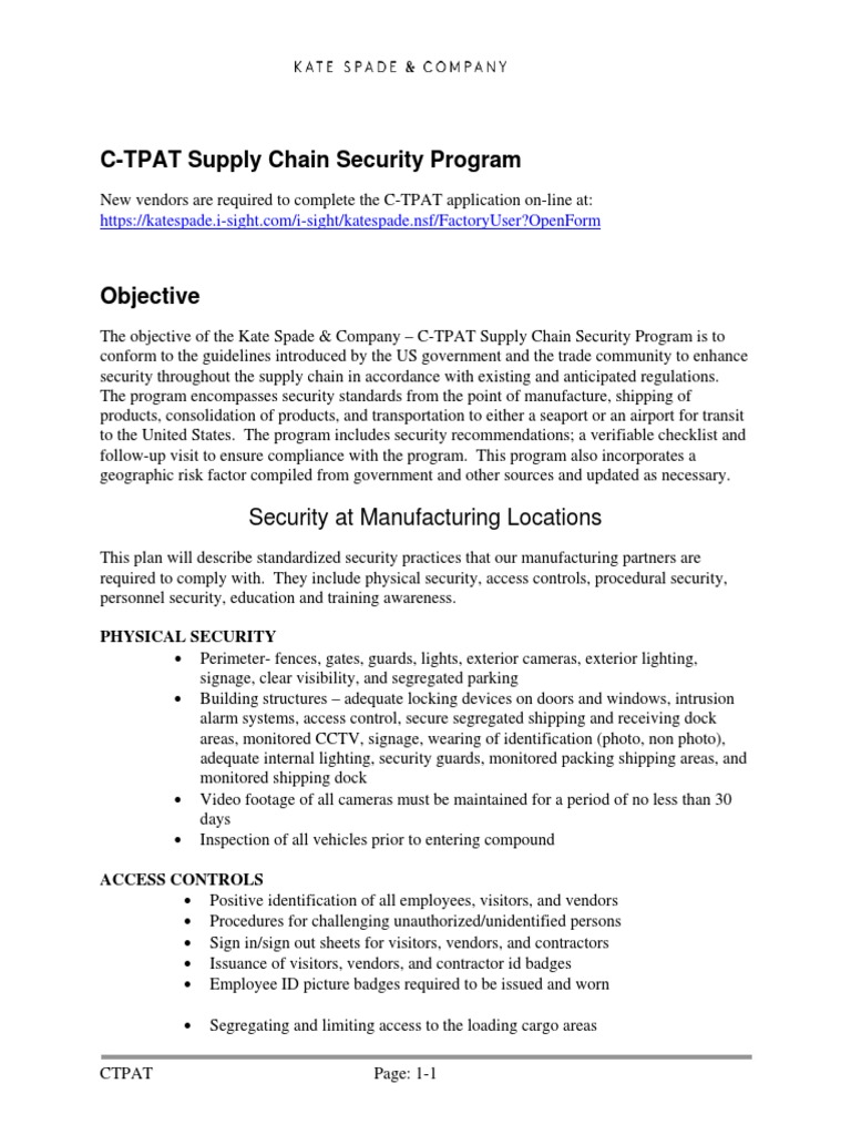 CTPAT Security Program | Download Free PDF | Physical Security | Access ...