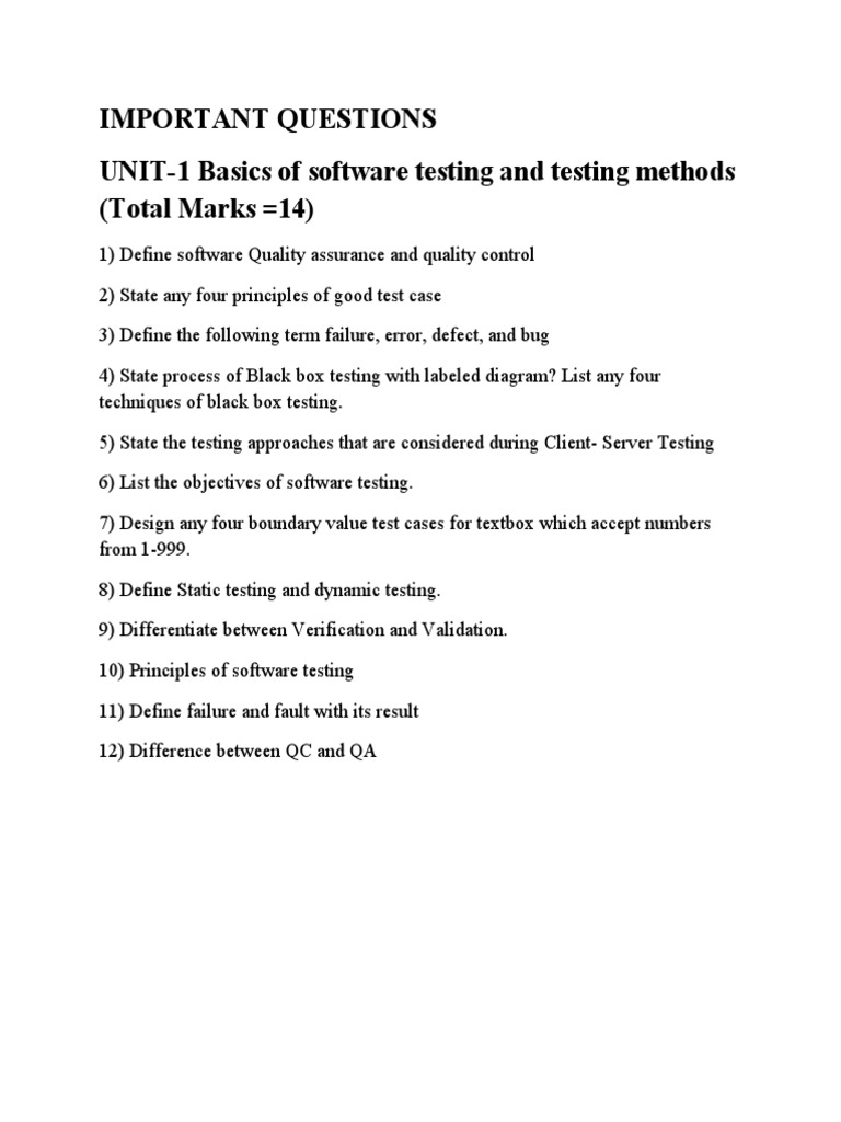 Important Questions Unitwise | PDF