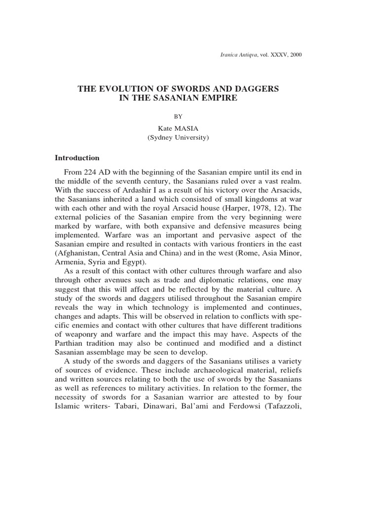 Evolution of Swords & Daggers in Sasanian Persia | PDF | Sword