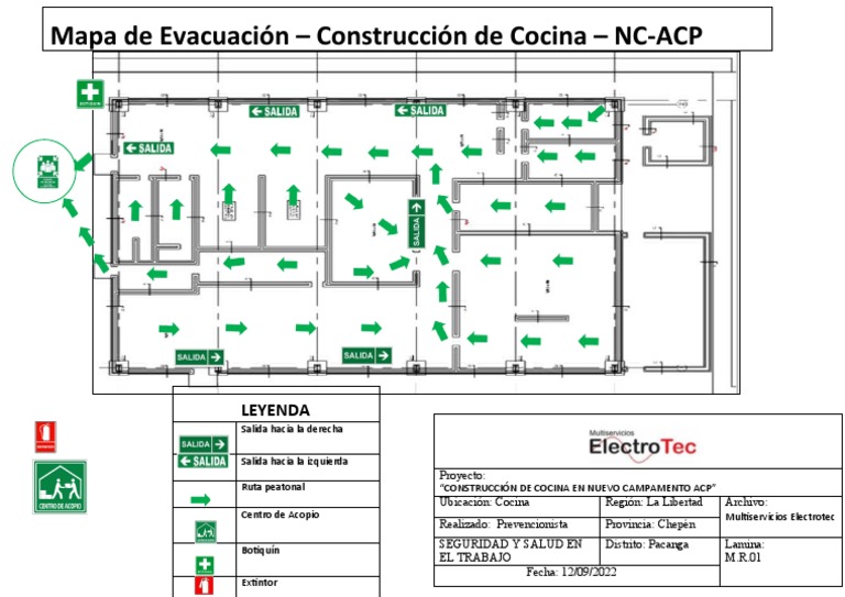 Mapa de Evacuacion - Construccion de Cocina - N.C - ACP | PDF