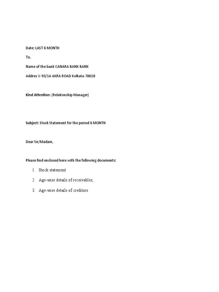 Sample Format Stock Statement | PDF | Loans | Insurance