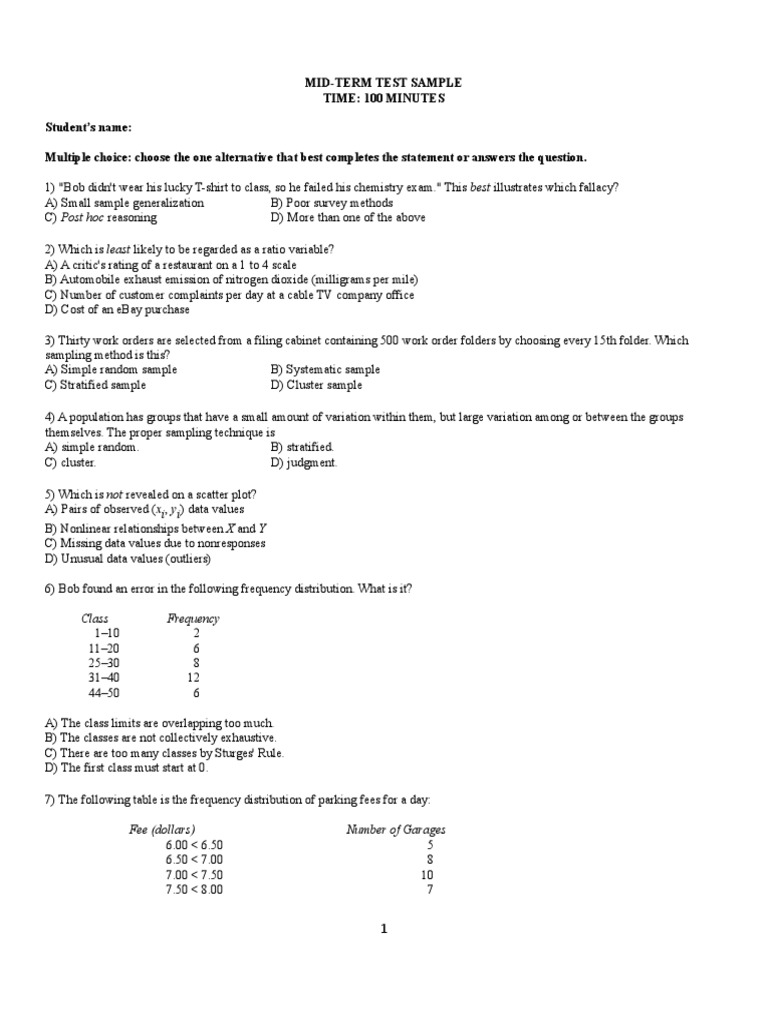 Review Mid-Term Exam 2 | PDF | Mode (Statistics) | Histogram