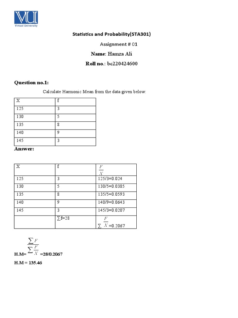 Sta 301 Assignment 1 Pdf 
