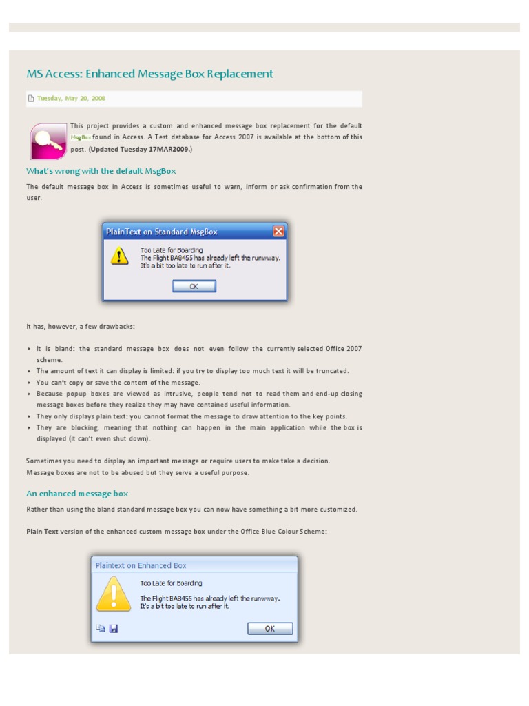 Enhanced MsgBox Instructions | PDF | Dialog Box | Library (Computing)