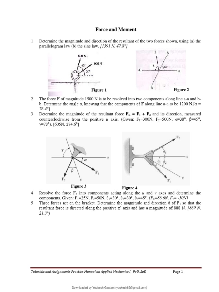 Applied Mechanics I Tutorials and Assignment - Removed | PDF | Friction | Acceleration