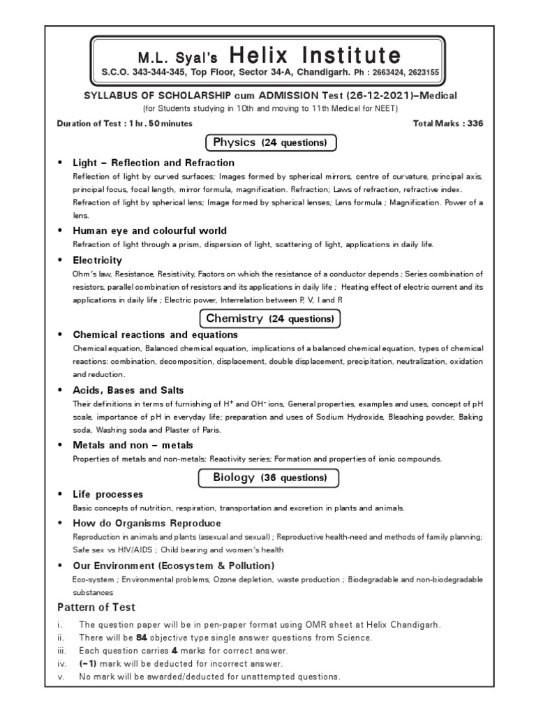 Scholarship Syllabus Helix Helix | PDF | Chemical Substances | Sodium ...