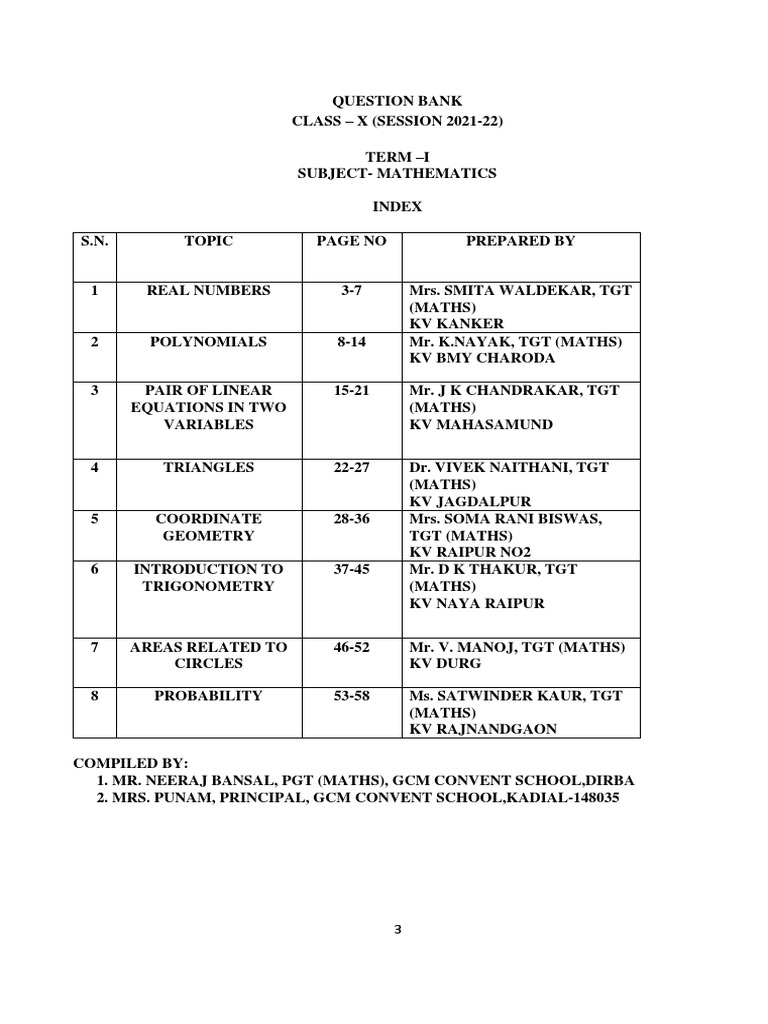 Maths Final X Pdf Triangle Polynomial