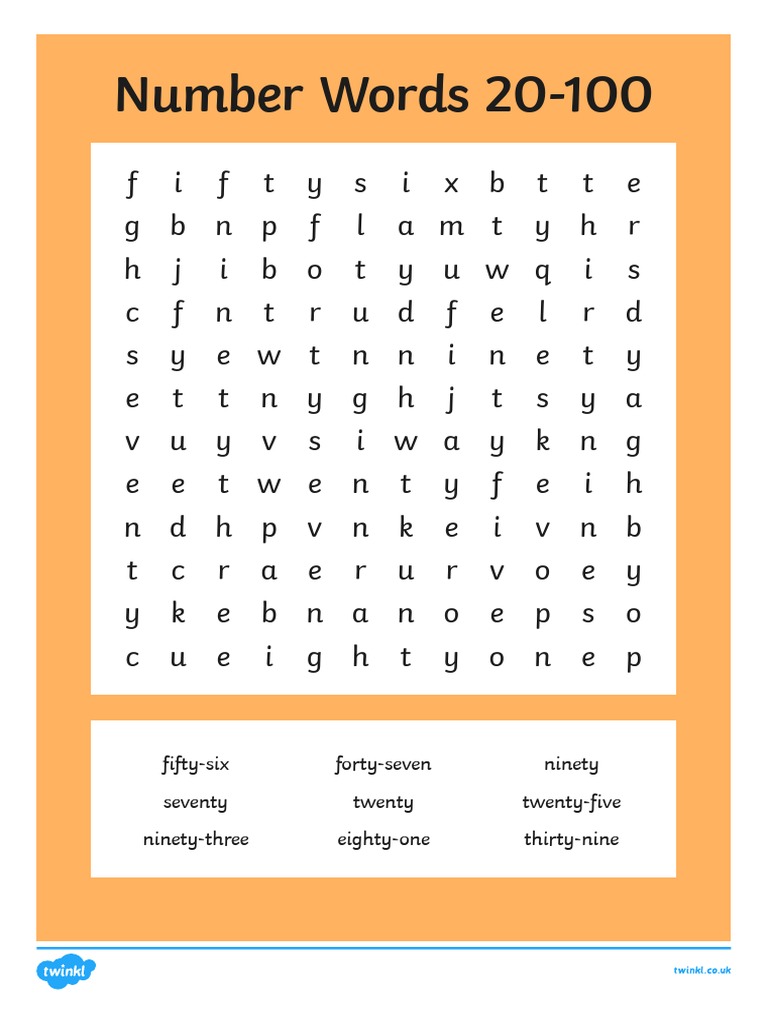 Word Search Numbers | PDF
