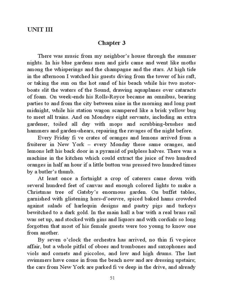 Chapter 3 | PDF | The Great Gatsby | Bookcase