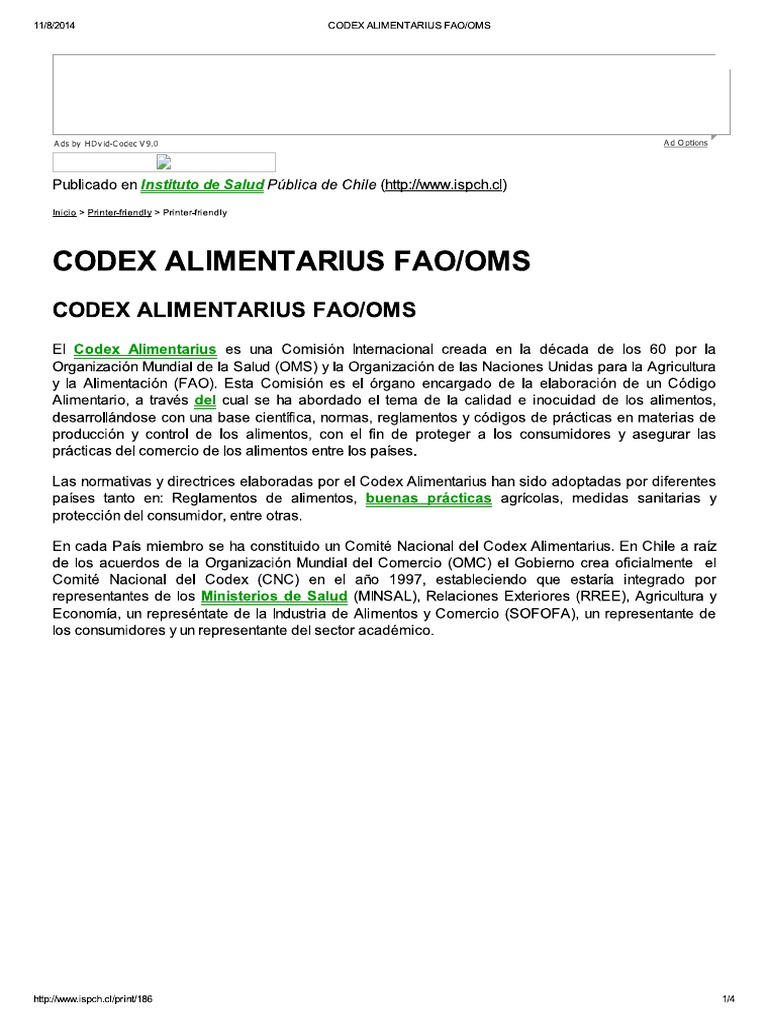 Codex Alimentarius Fao - Oms | PDF