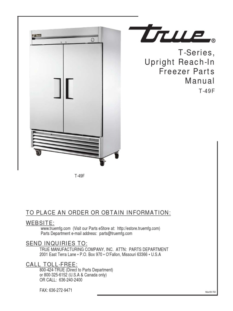 Refrigerador True-T-49 | PDF | Door | Refrigerator