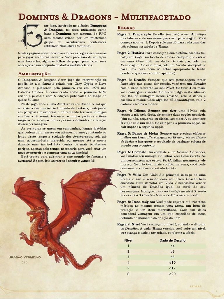 Dominus & Dragons - Multifacetado | Download grátis PDF | Jogos de RPG