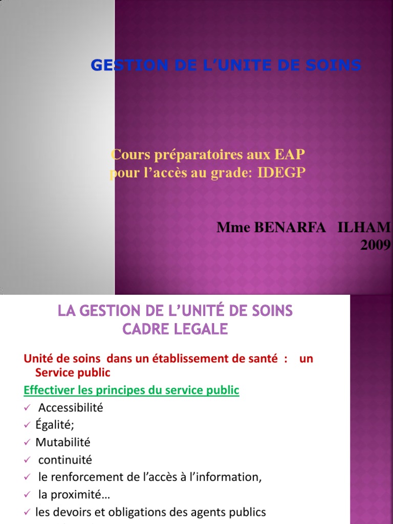 Gestion de l'Unité de Soins Hospitaliers | PDF | Allaitement | Sécurité
