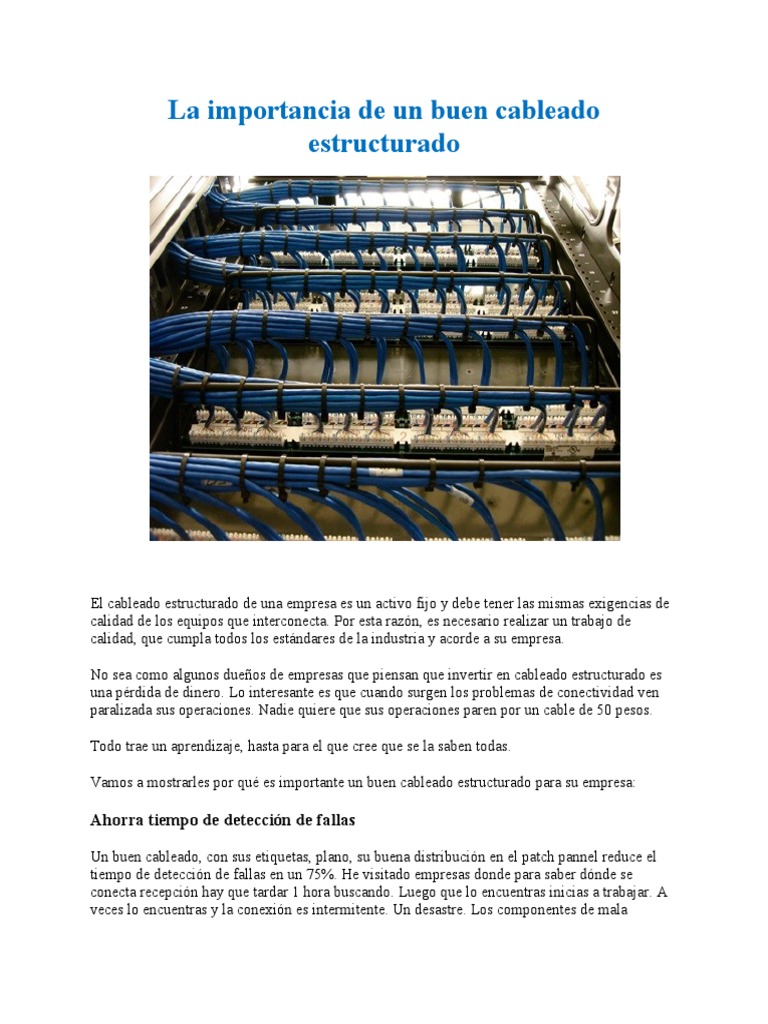 La Importancia de Un Buen Cableado Estructurado | PDF | Informática