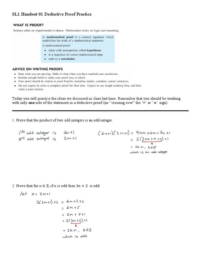 04 Handout 01 Deductive Proof Practice Solutions | PDF | Arithmetic ...