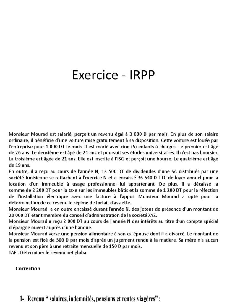 Calcul du Revenu Net Global IRPP | PDF | Impôt sur le revenu | Business