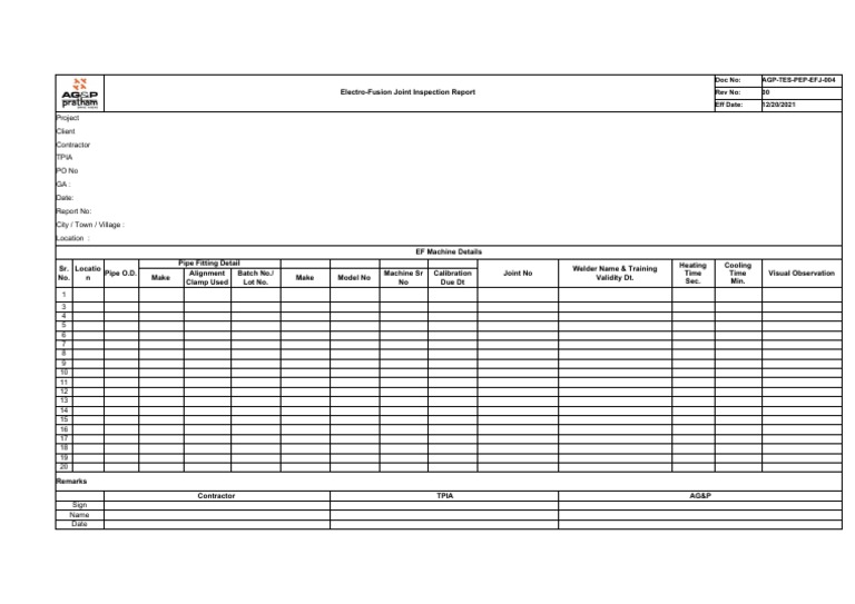 04 - Electro-Fusion Joint Inspection Report | PDF