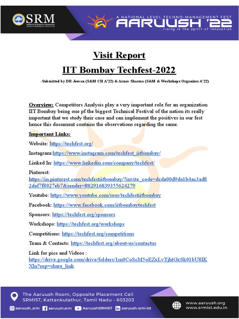 IIT Bombay Techfest-2022 Visit Report | PDF | Business | Economies