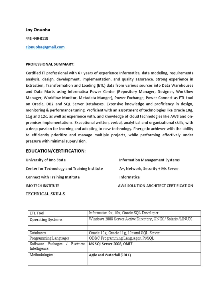 Dice Profile Joy Onuoha | PDF | Databases | Data Warehouse