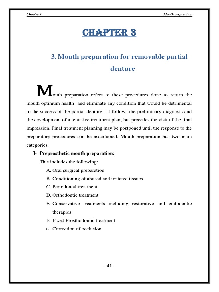 Chapter 3 Mouth Preparation | PDF | Dentures | Periodontology