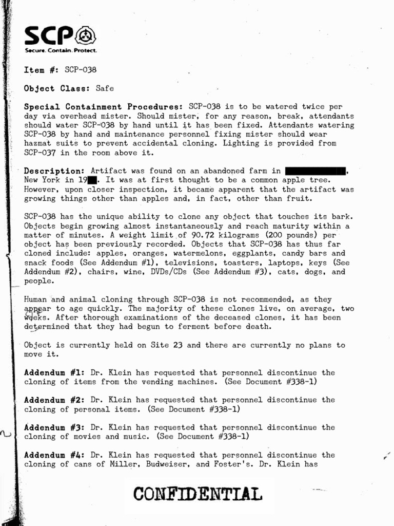 SCP 038 | PDF